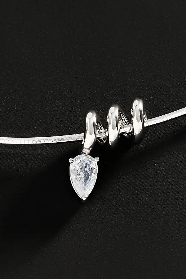 Anthropologie Demi-fe Twisted Crystal Necklace - Silver