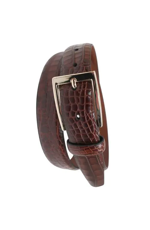 Brooks Brothers Crocodile Embossed Leather Belt