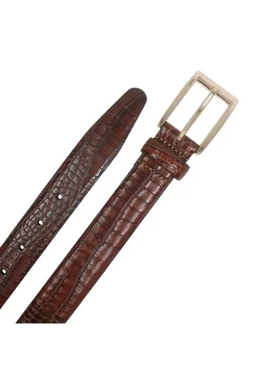 Brooks Brothers Crocodile Embossed Leather Belt