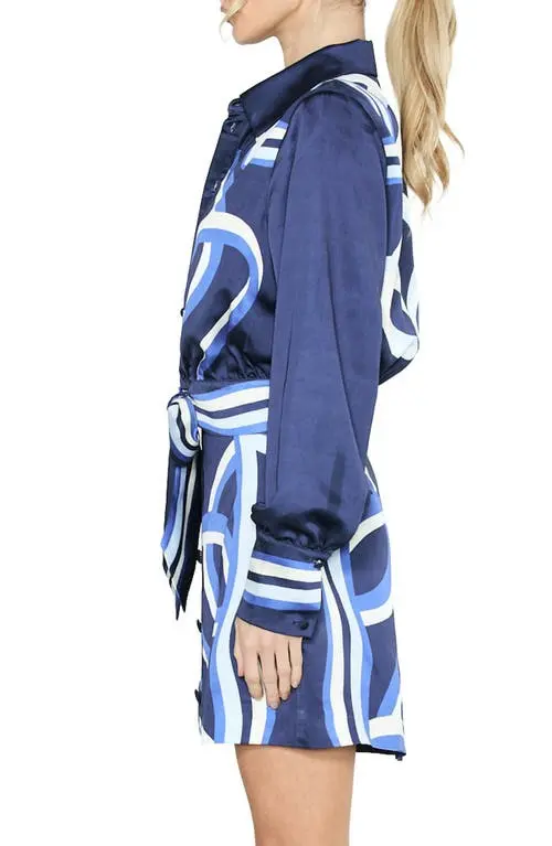 CIEBON Zaria Printed Tie Waist Shirt