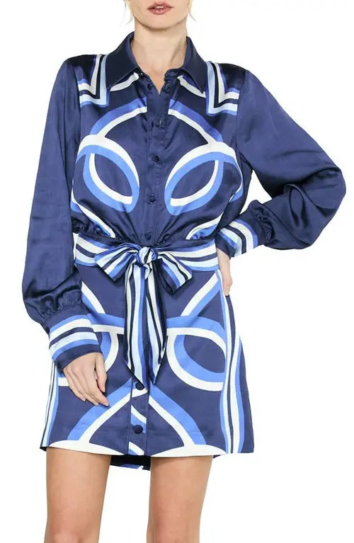 CIEBON Zaria Printed Tie Waist Shirt