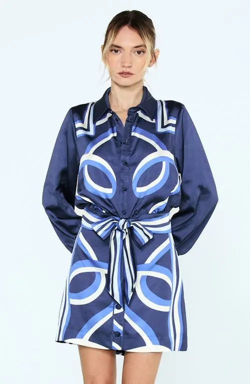 CIEBON Zaria Printed Tie Waist Shirt