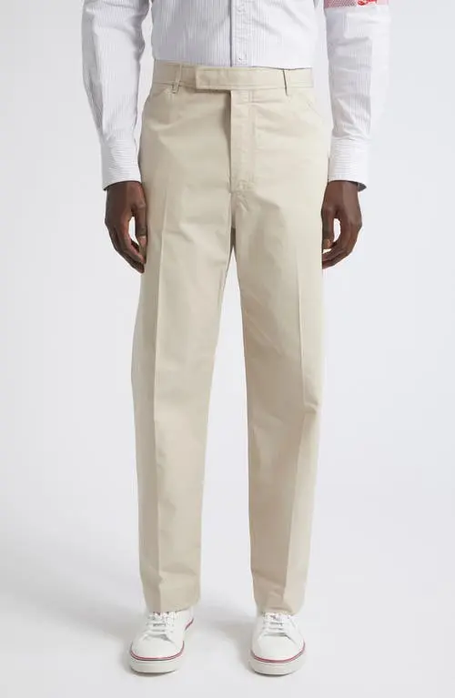 Thom Browne Tapered Cotton Chino Pants - Beige