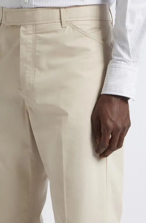 Thom Browne Tapered Cotton Chino Pants - Beige