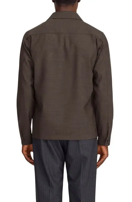 Nn07 Zander Pinstripe Shirt Jacket - Deep Truffle