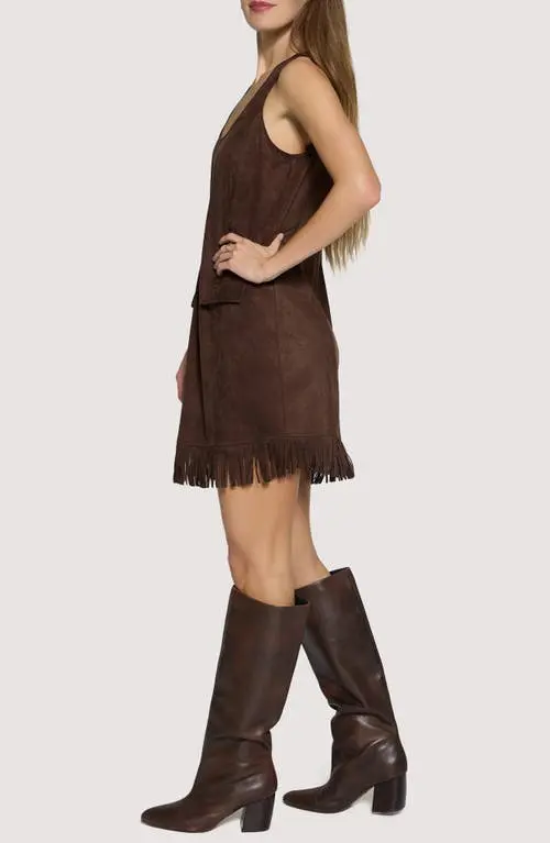 LOST + WANDER Faux Suede Fringe Hem Minidress