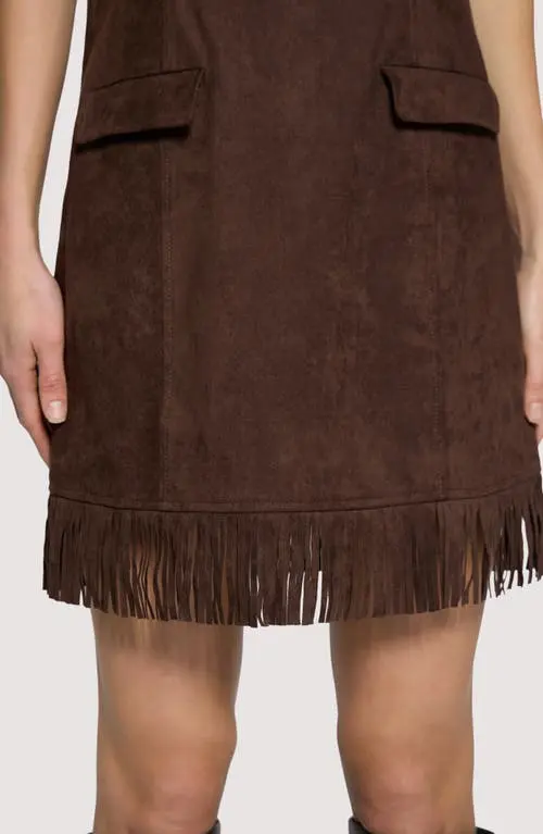 LOST + WANDER Faux Suede Fringe Hem Minidress