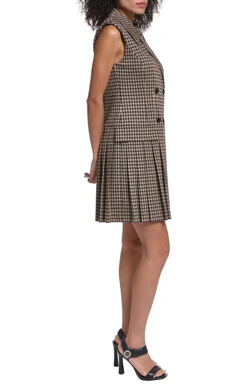 Karl Lagerfeld Paris Metallic Pleated Sleeveless Dress