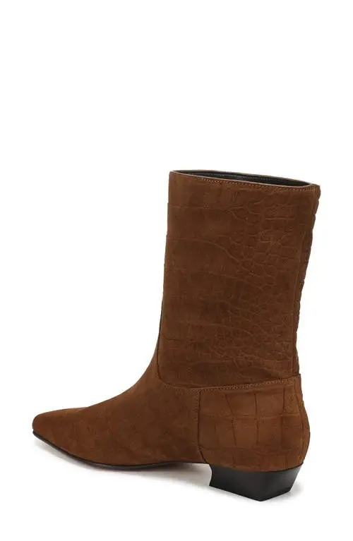 FAVORITE DAUGHTER Addison Croc Embossed Bootie - Saddle