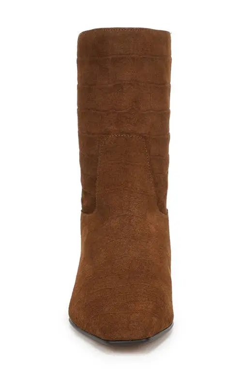 FAVORITE DAUGHTER Addison Croc Embossed Bootie - Saddle