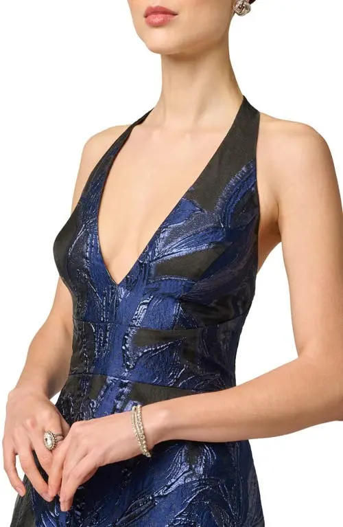 Aidan Mattox Halter Organza Jacquard Gown