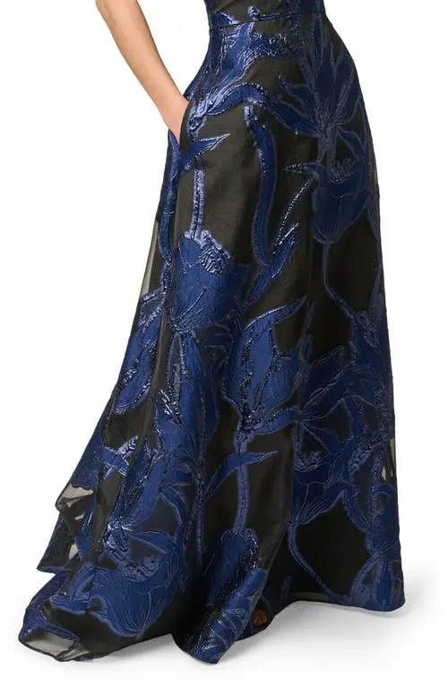 Aidan Mattox Halter Organza Jacquard Gown