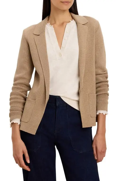 NIC+ZOE Knit Cotton Blend One-button Blazer - Oak