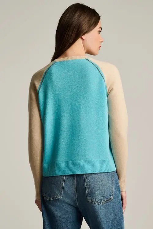 Lisa Todd Colorblocked Cashmere Pullover - Blue Magic