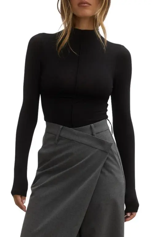 BAYSE Anisa Mock Neck Top - Shadow