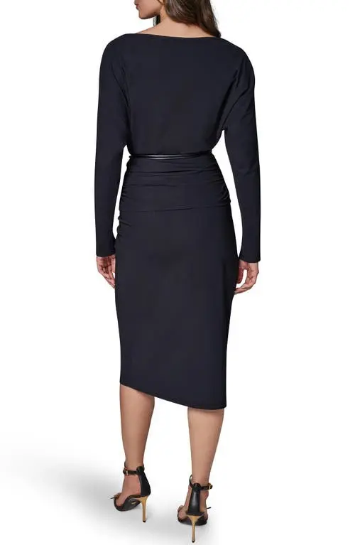 Donna Karan New York Front Slit Long Sleeve Dress