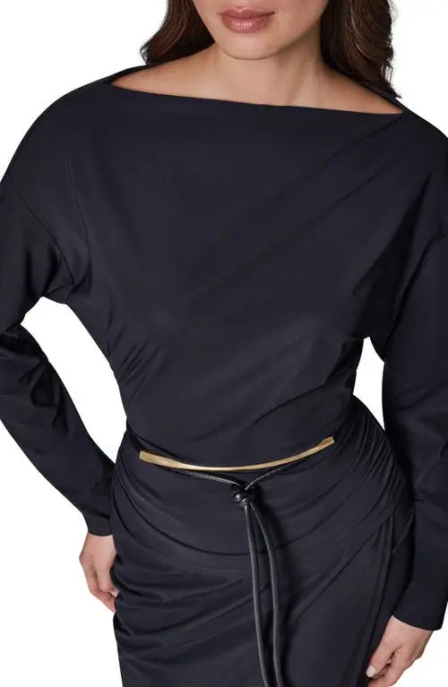 Donna Karan New York Front Slit Long Sleeve Dress