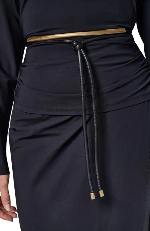Donna Karan New York Front Slit Long Sleeve Dress