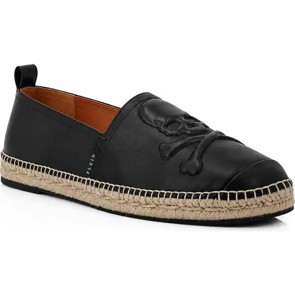 Philipp Plein Nappa Leather Skull Espadrilles - Black