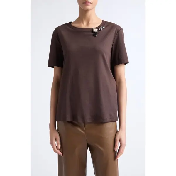 Max Mara Mitico Embellished Cotton & Modal T-shirt