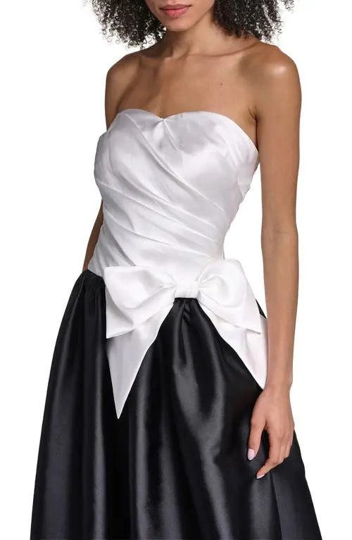 Karl Lagerfeld Paris Strapless Satin Gown With Paris Graphic Hem