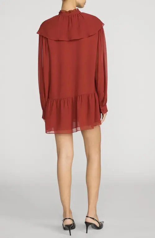FRAME The Soire Long Sleeve Silk Minidress