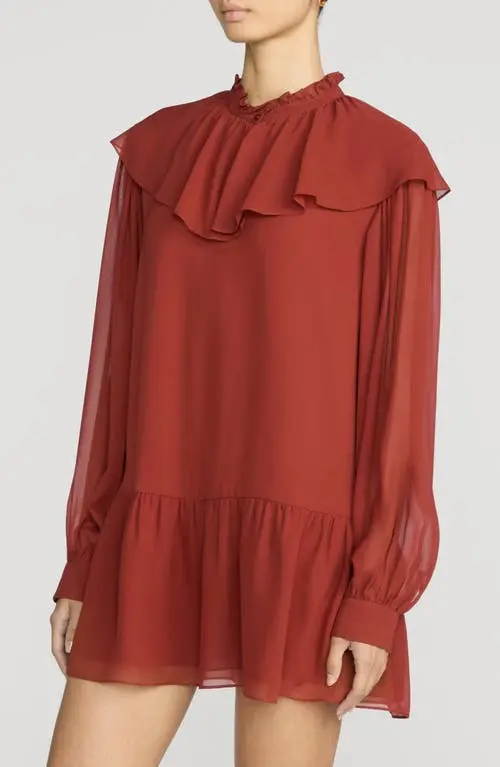 FRAME The Soire Long Sleeve Silk Minidress