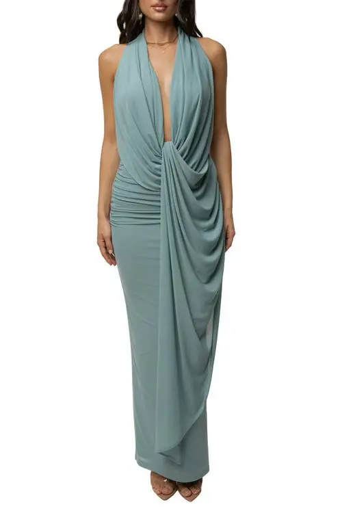 JLUXLABEL Alaina Plunge Maxi Dress - Teal