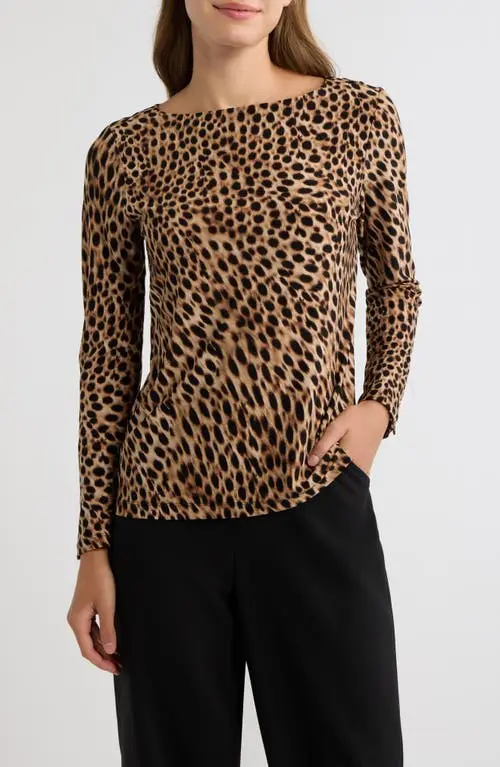 Anne Klein Button Cuff Boat Neck Top