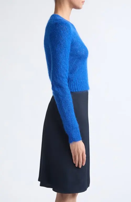 JIL SANDER Cropped Mohair And Silk Sweater - Deep Ultramarine