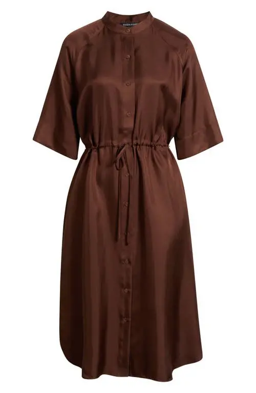 Eileen Fisher Silk Mandarin Collar Shirtdress