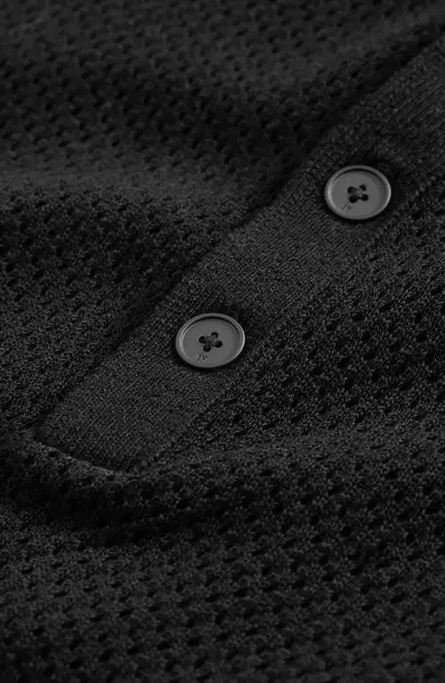 John Varvatos Quinn Long Sleeve Organic Cotton Mesh Henley