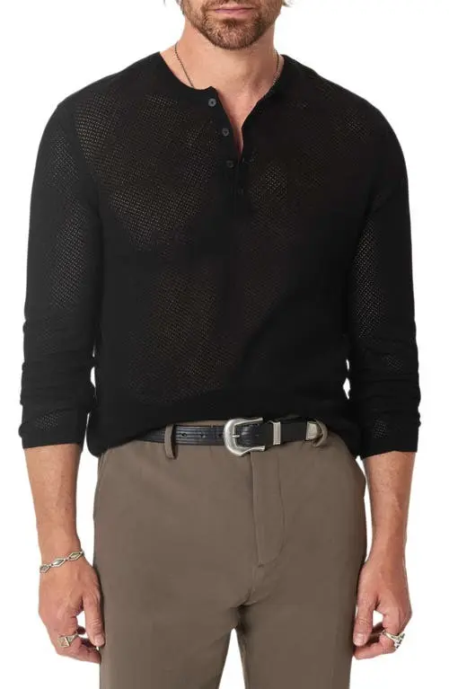 John Varvatos Quinn Long Sleeve Organic Cotton Mesh Henley