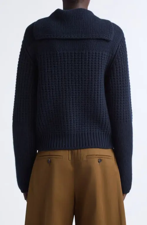 FERRAGAMO Wool & Cashmere Sailor Collar Cardigan - New Navy