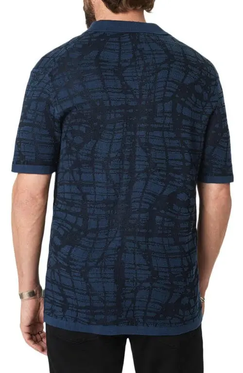 John Varvatos Cayden Jacquard Short Sleeve Full Button Cardigan