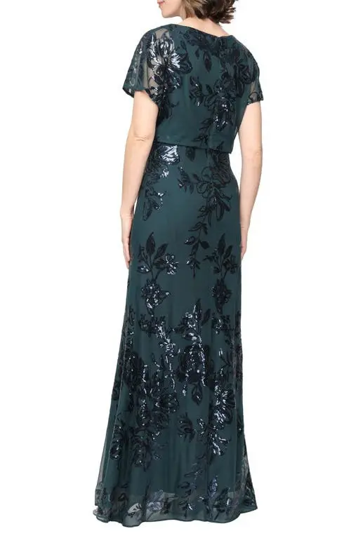 SL FASHIONS Sequin Blouson Bodice Gown