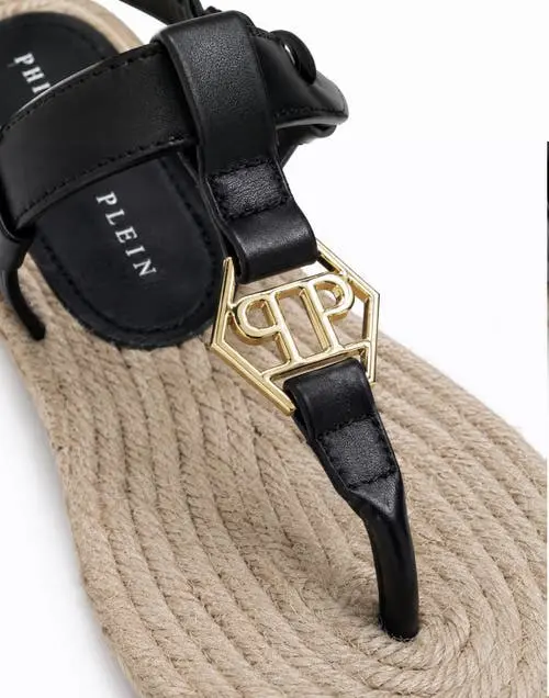 Philipp Plein Nappa Sandals Rope Hexagon