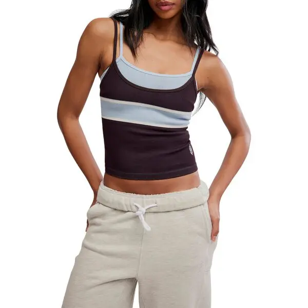 Free People All Clear Rib Tank - Chocolate Combo