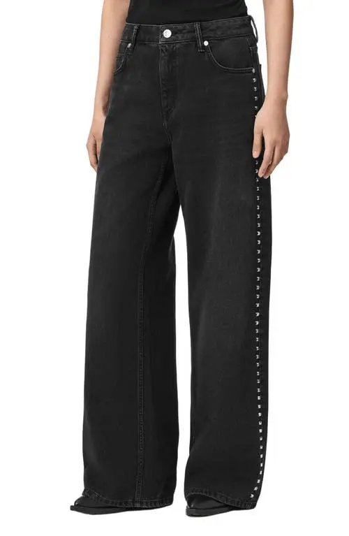 ALLSAINTS Sway Studded High Waist Wide Leg Jeans