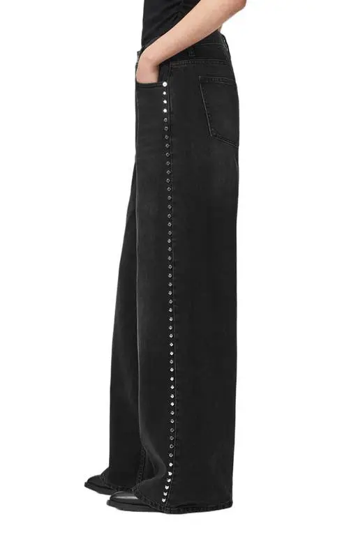 ALLSAINTS Sway Studded High Waist Wide Leg Jeans