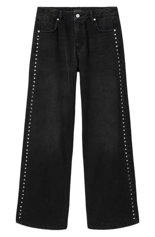 ALLSAINTS Sway Studded High Waist Wide Leg Jeans