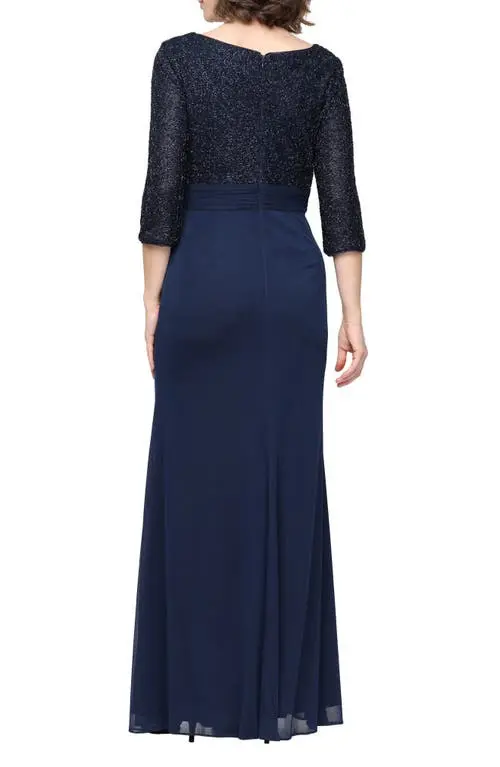 Alex Evenings Sequin Bodice Empire Waist Gown