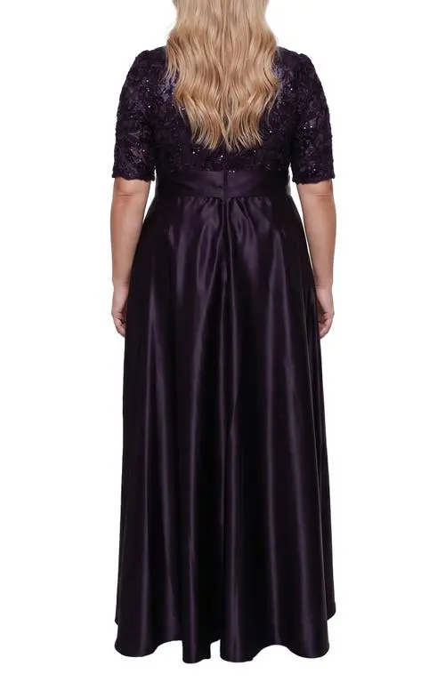 Alex Evenings Sequin Soutache Bodice Empire Waist A-line Gown