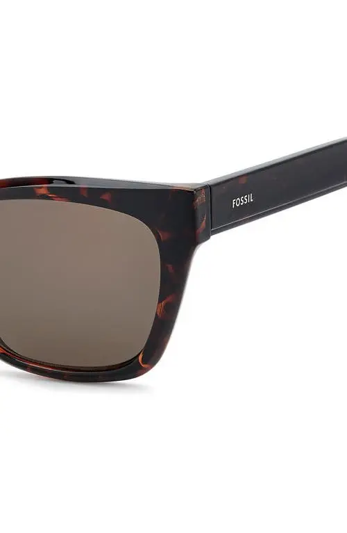 Fossil 53mm Cat Eye Sunglasses - Havana/brown