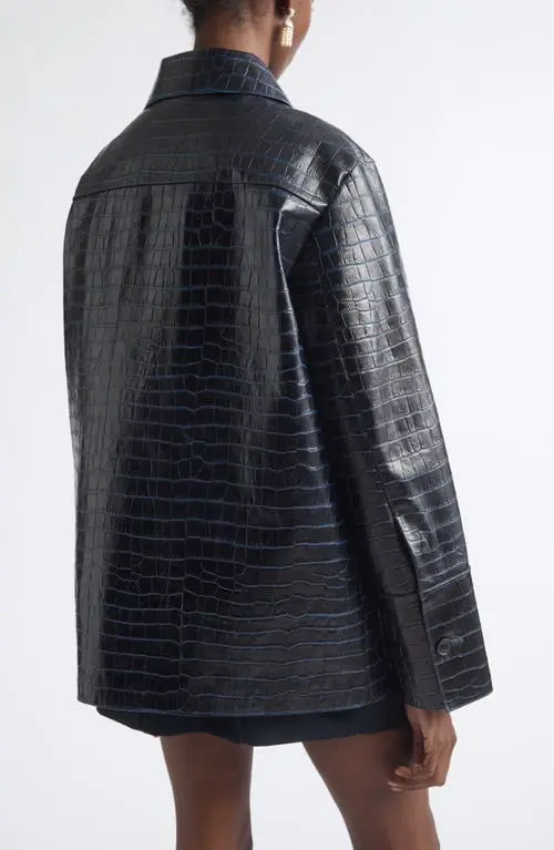 NACKIYE Croc Embossed Leather Jacket
