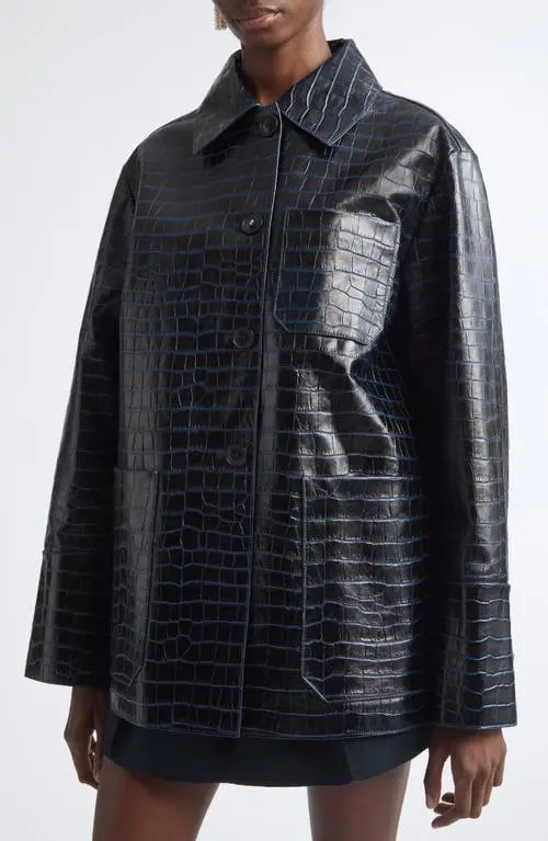 NACKIYE Croc Embossed Leather Jacket