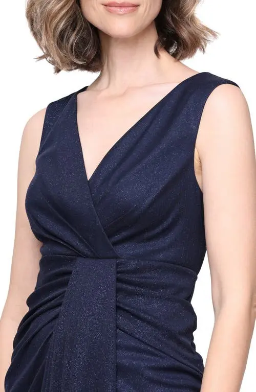 Alex Evenings Sleeveless Glitter Mesh Gown - Dark Navy
