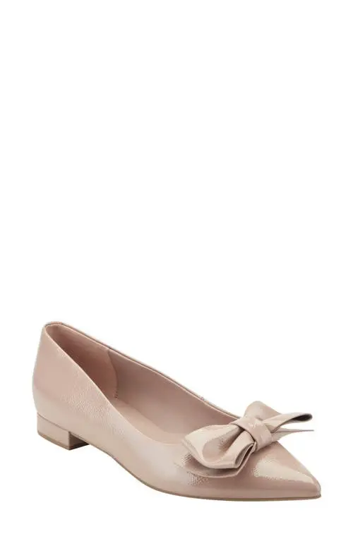 Bandolino Alice Faux Leather Pointed Toe Flat With Bow Detailing - Light Pink