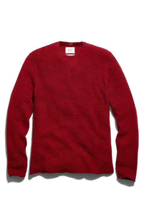 Billy Reid Martin Mini Waffle Crewneck Cotton & Cashmere Sweater - Dark Cherry
