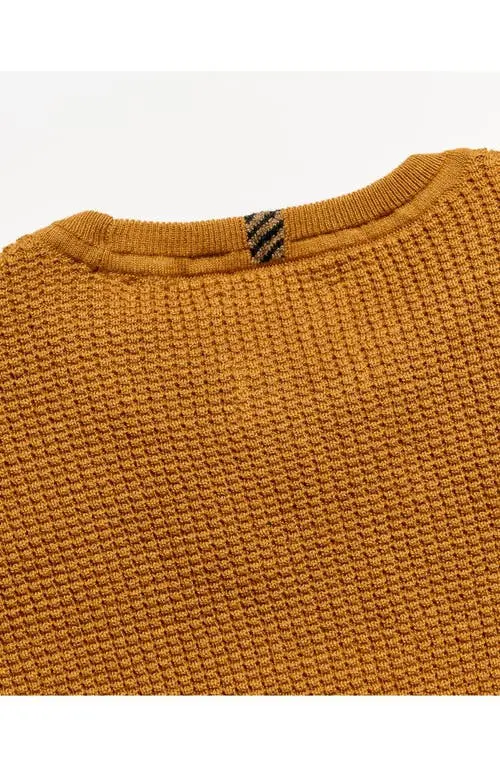 Billy Reid Martin Mini Waffle Crewneck Cotton & Cashmere Sweater - Light Scotch